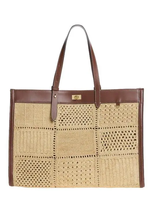 ANYA HINDMARCH Mortimer Patchwork Raffia Tote - Natural