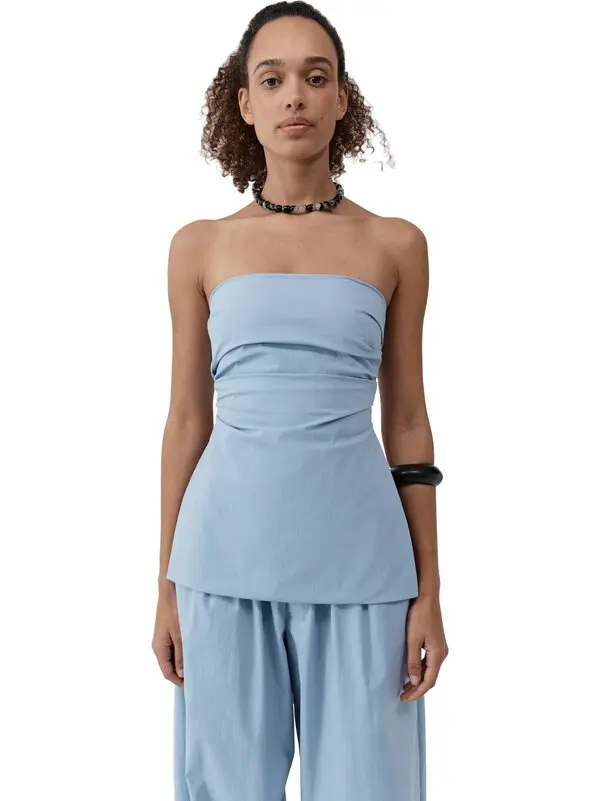 ST. AGNI Strapless Tie Back Top - Sky