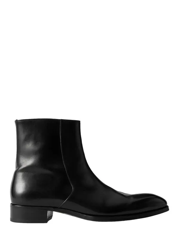 TOM FORD Elkan Burnished-leather Chelsea Boots - Black