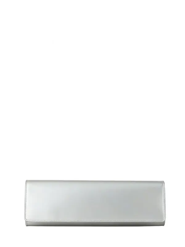 Lafayette 148 New York Patent Leather East West Clutch - Silver