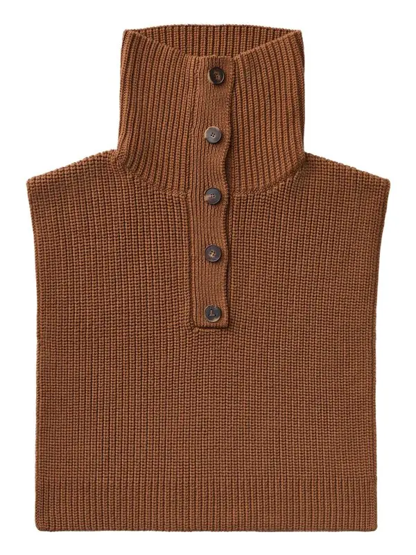 Lafayette 148 New York Merino Wool Fisherman's Rib Button Dickey - Vicuna