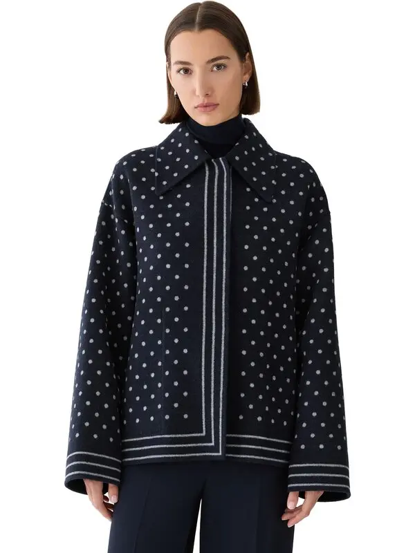 Lafayette 148 New York Reversible Polka Dot Wool Cashmere Coat - Ink Multi