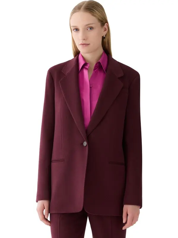 Lafayette 148 New York Cashmere Single Button Relaxed Blazer - Aubergine