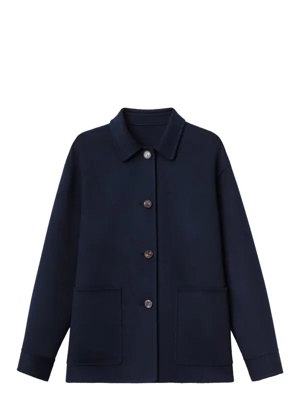 Lafayette 148 New York Wool-cashmere Double-face Shirt Jacket - Blue Ink
