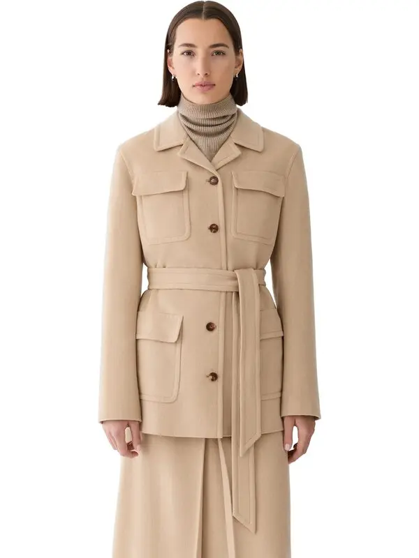 Lafayette 148 New York Camel Hair Belted Jacket - Natural
