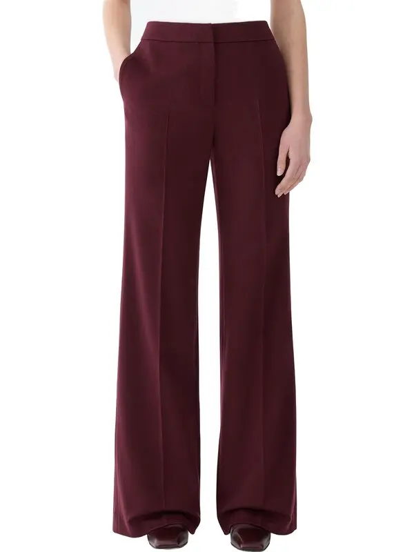Lafayette 148 New York Cashmere High Rise Flared Pants - Aubergine