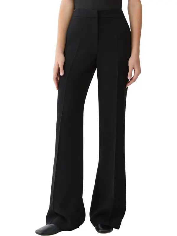 Lafayette 148 New York Crepe High Rise Flared Pants - Black