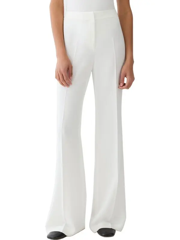Lafayette 148 New York Crepe High Rise Flared Pants - Cloud