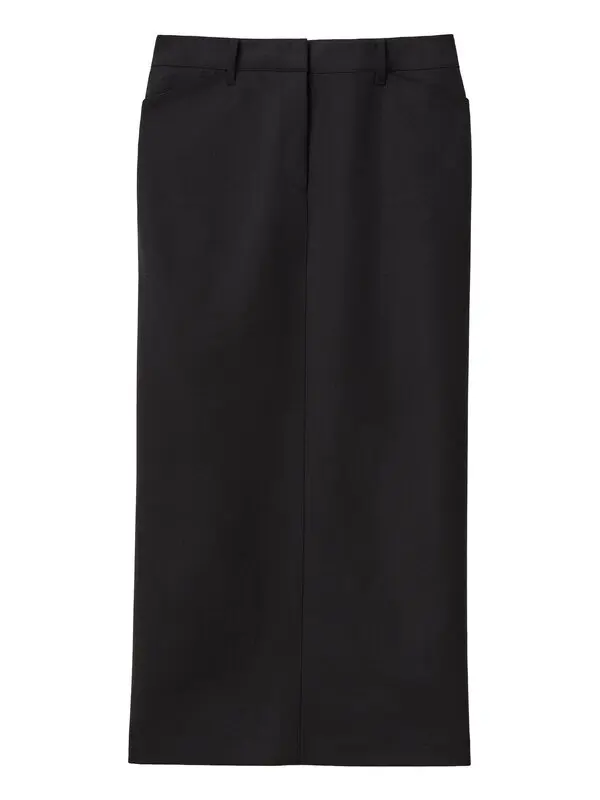 Lafayette 148 New York Stretch Wool Midi Trouser Skirt - Black