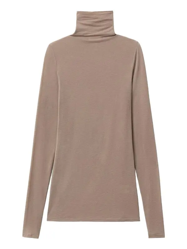 Lafayette 148 New York Viscose Cashmere Jersey Slim Turtleneck - Hickory