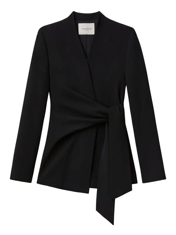 Lafayette 148 New York Crepe V-neck Wrap Blazer - Black