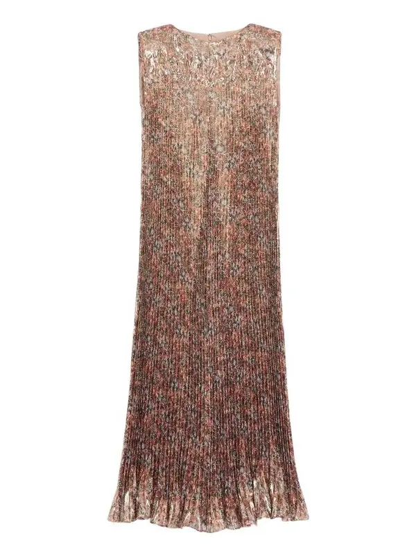 Valentino Garavani Pleated Millefiori Allover Flowerism Lurex Midi Dress - Multicolour