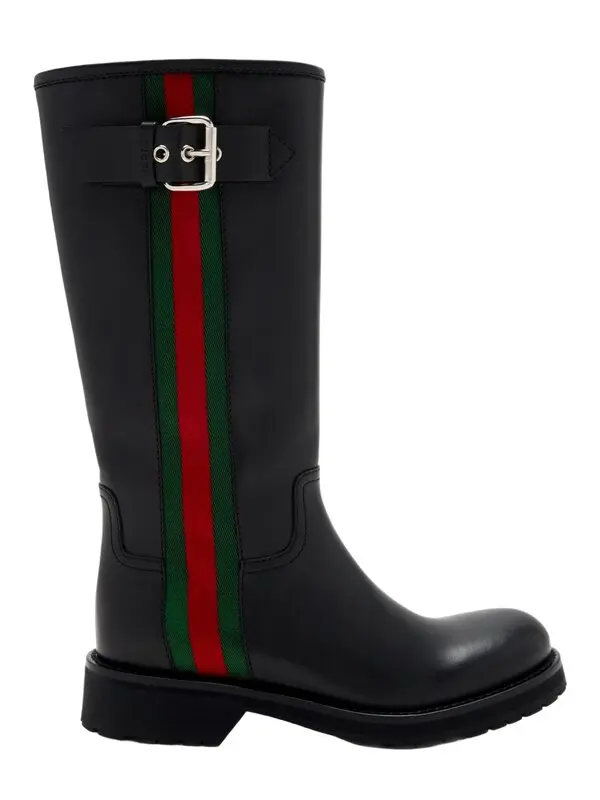 Gucci Kate Boot With Stripe Detail - Black