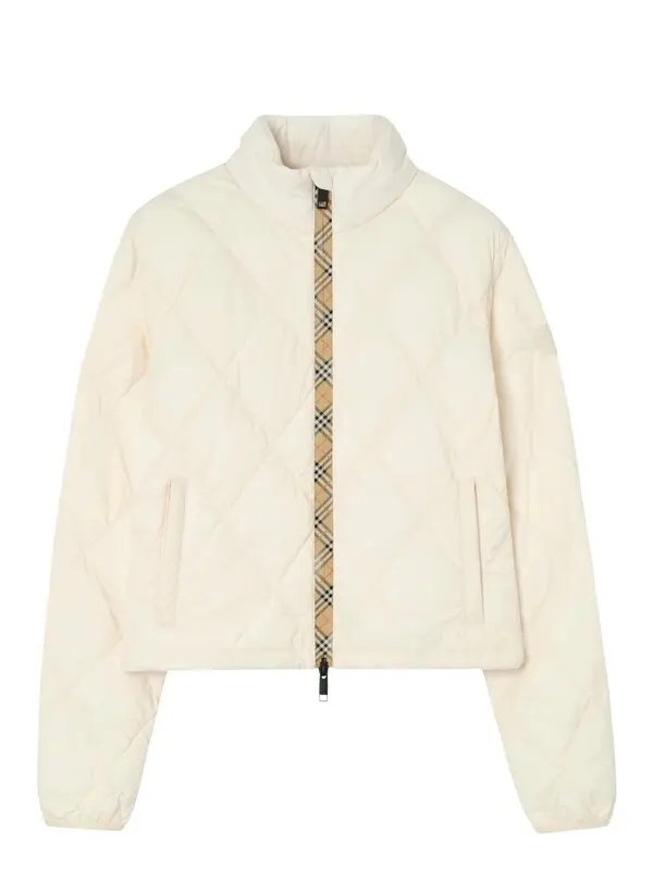 Burberry Quilted Down Jacket With Logo Detail - White