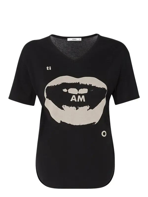Fendi Ti Amo Print Jersey T-shirt - Black