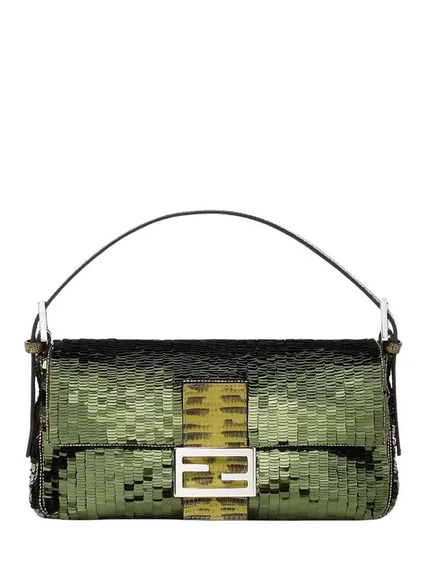 Fendi Baguette Sequined Bag - Green