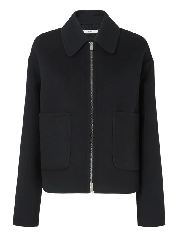 Fendi Wool Zip-up Blouson Jacket - Black