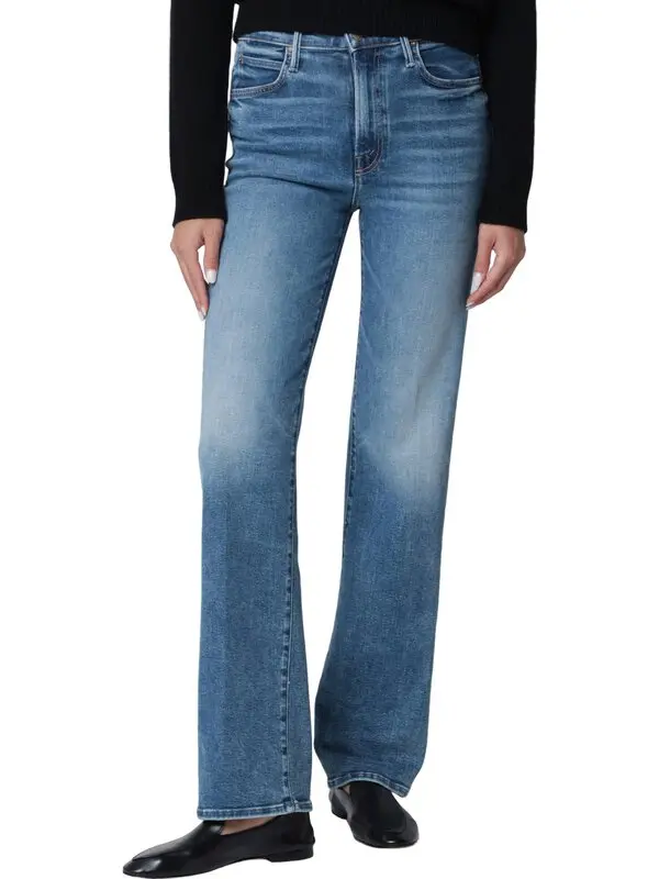 MOTHER The Kick It Jeans In Medium Blue Washed Denim - Light Blue
