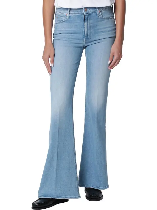 MOTHER The Doozy Flared Trousers In Stretch Denim - Light Blue