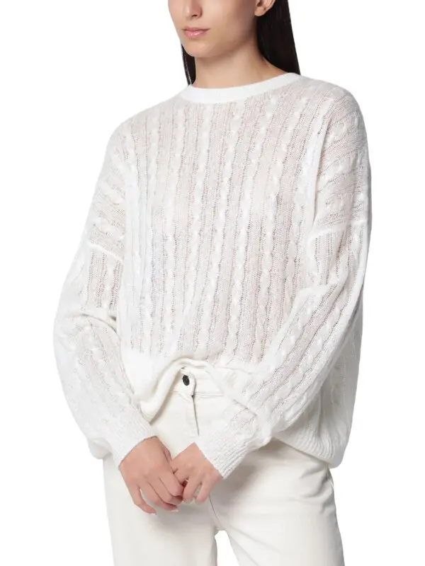 LISA YANG Amabel Cashmere-silk Cable Knit Sweater - White