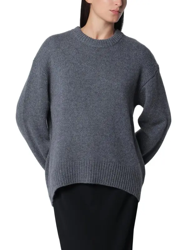 LISA YANG Noor Cashmere Crewneck Sweater In Graphite - Grey