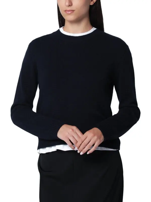 LISA YANG Navy Cashmere Crew-neck Sweater - Blue