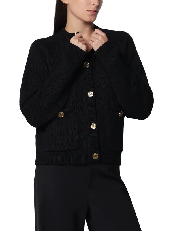 TOTEME Cardigan With Hammered Metal Buttons - Black