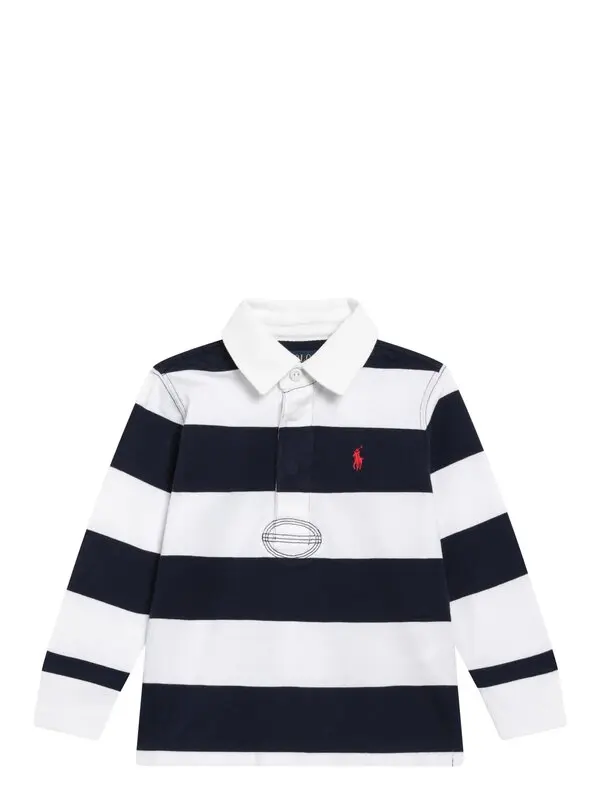 Polo Ralph Lauren Striped Cotton Long Sleeve Polo Shirt - White