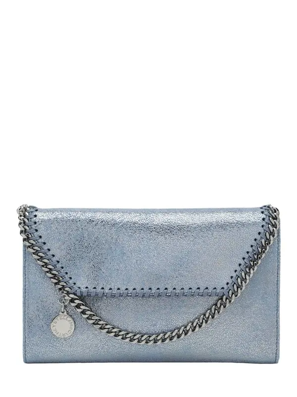 Stella McCartney Falabella Chain Wallet In Metallic Denim - Blue
