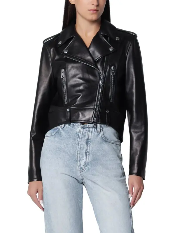 Balenciaga Leather Biker Jacket - Black