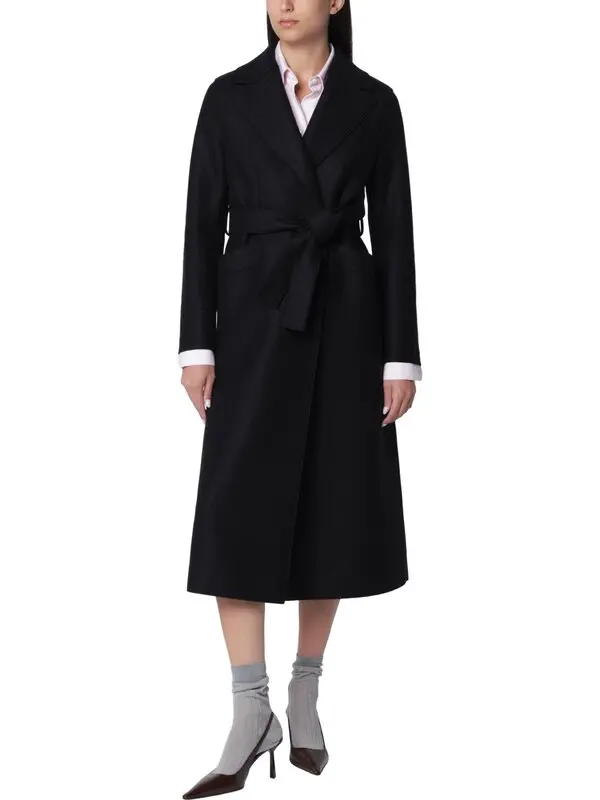 Harris Wharf London Wool Wrap Mini Coat - Black