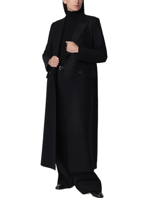 Harris Wharf London Long Double-breasted Wool Coat - Black