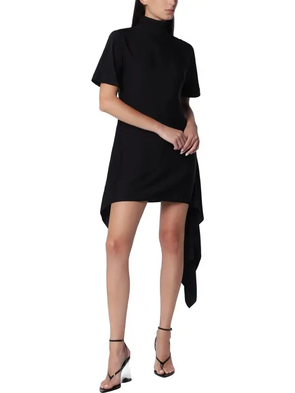 Alaïa Mock Neck Short Sleeve Mini Dress - Black