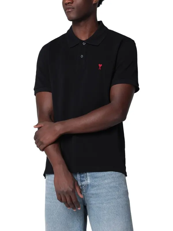AMI Paris De Coeur Polo Shirt - Black