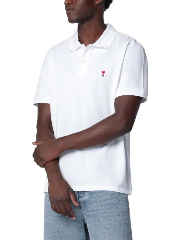 AMI Paris De Coeur Polo Shirt - White