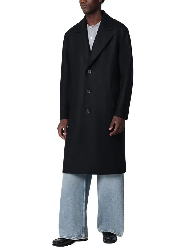 Harris Wharf London Dark Single-breasted Wool Coat - Blue