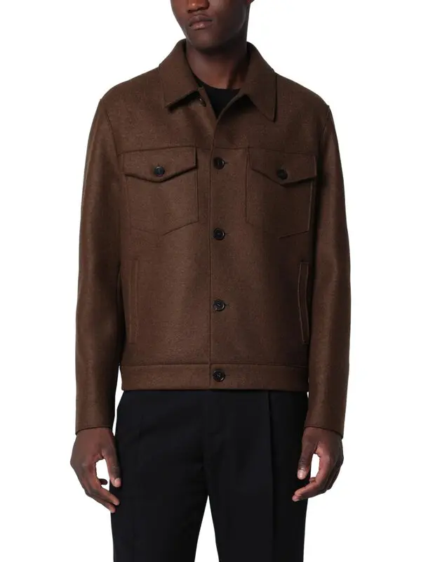 Harris Wharf London Wool Overshirt Jacket - Brown
