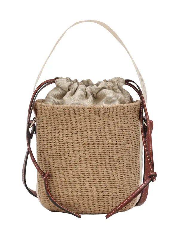 Chloé Small Woody Raffia Bucket Bag - White