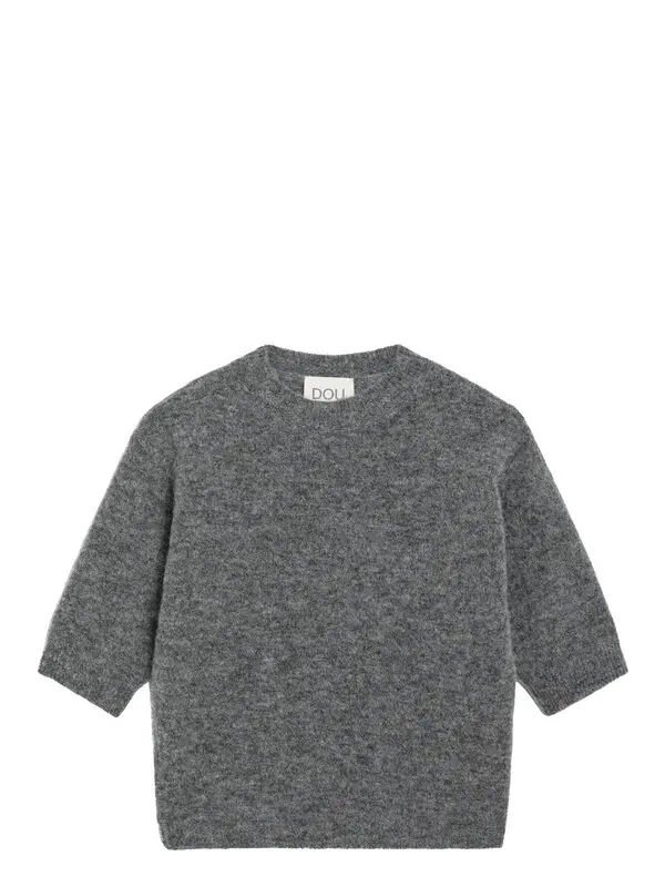 DOUUOD Short Sleeve Crewneck Sweater - Grey