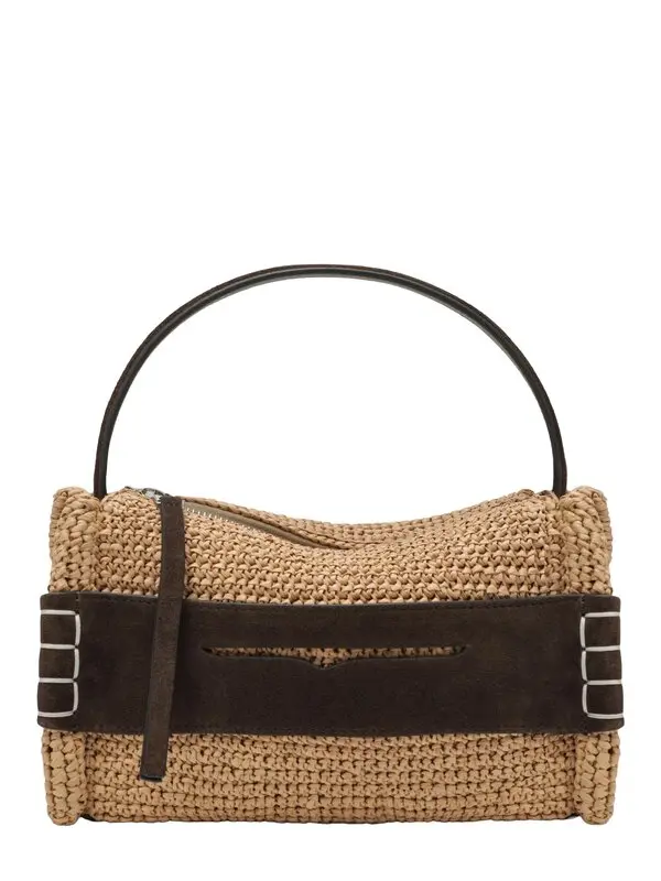 JW Anderson Small Loafer Bag In Raffia And Leather - Beige