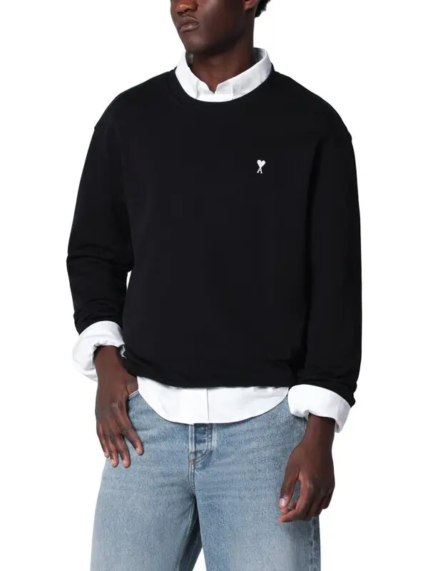 AMI Paris De Coeur Crewneck Sweatshirt - Black
