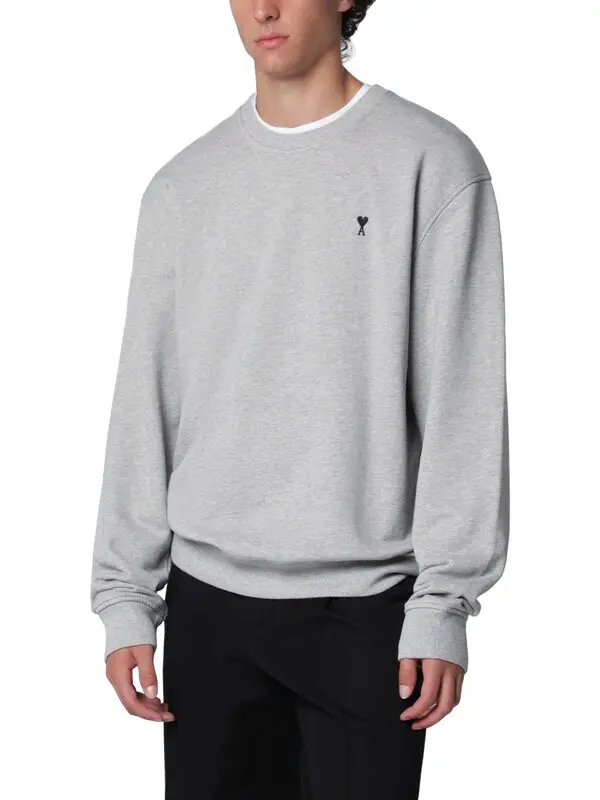 AMI Paris De Caur Crewneck Sweatshirt - Grey