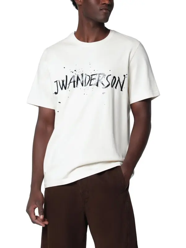 JW Anderson Circular T-shirt In Ecru Cotton - Beige