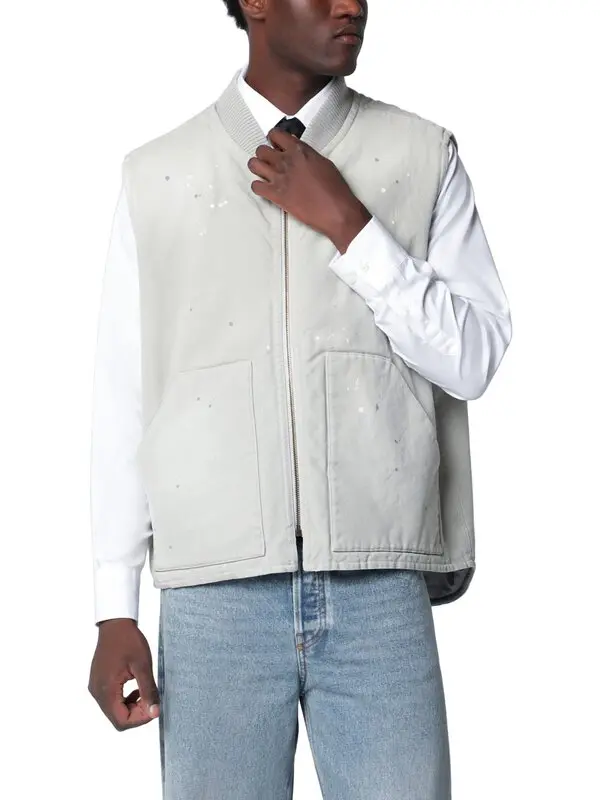 MAISON MARGIELA Cotton Canvas Vest With Paint Effect - Grey