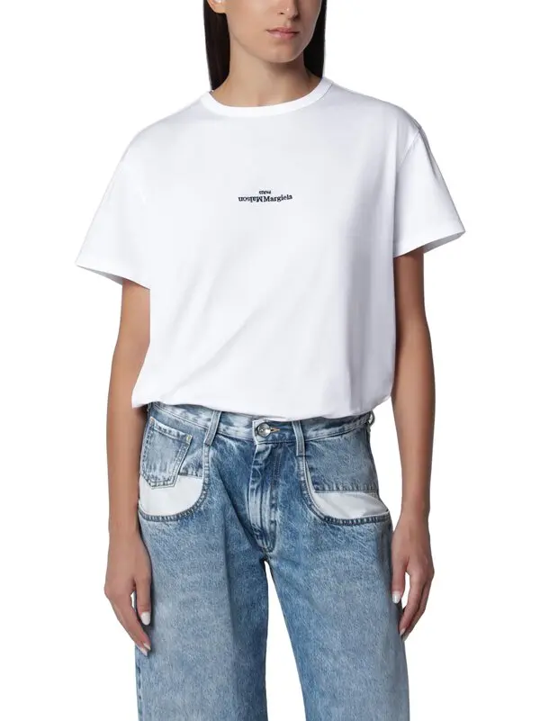 MAISON MARGIELA Cotton Jersey T-shirt With Embroidered Logo - White