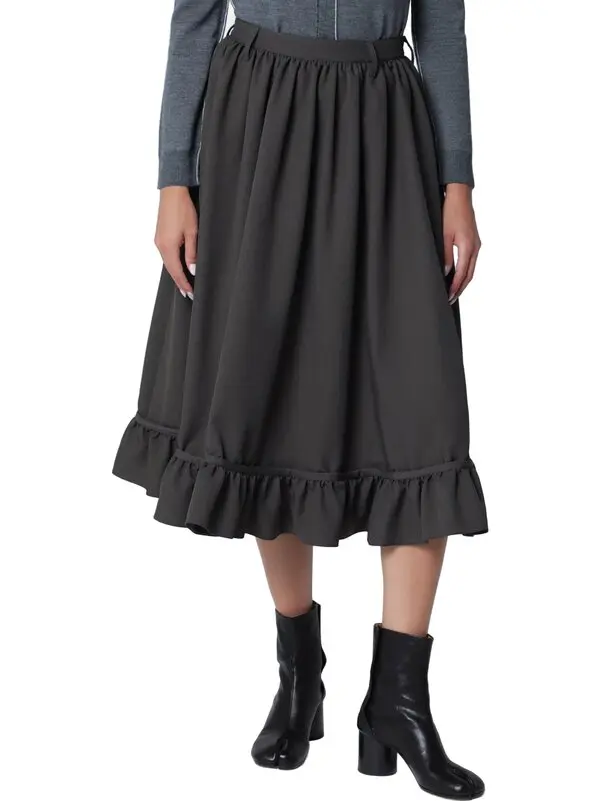 MAISON MARGIELA Ruffled Flounce Hem Midi Skirt - Grey