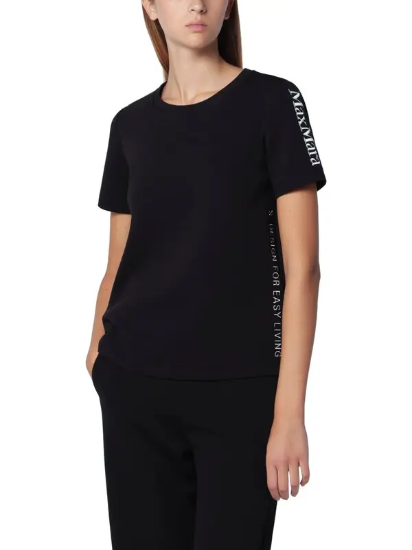 Max Mara Cotton-blend T-shirt With Embroidered Logo - Black