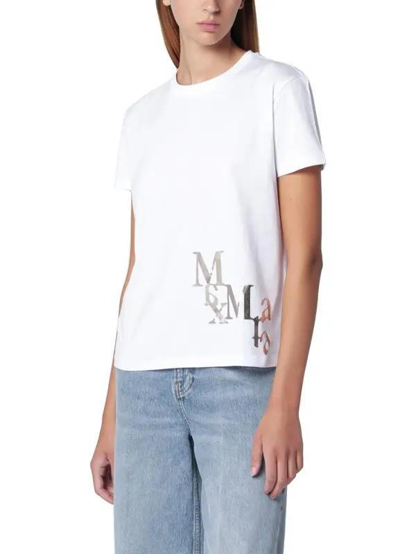 Max Mara Cotton T-shirt With Logo Print - White