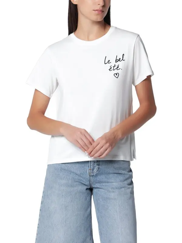 Max Mara Cotton Jersey T-shirt With Embroidered Graphic - White
