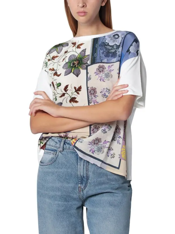 Max Mara Printed Silk And Stretch Cotton T-shirt - Multicolor